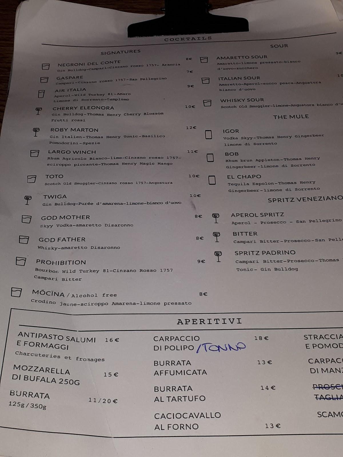 Menu au Cocina Flagey, Ixelles