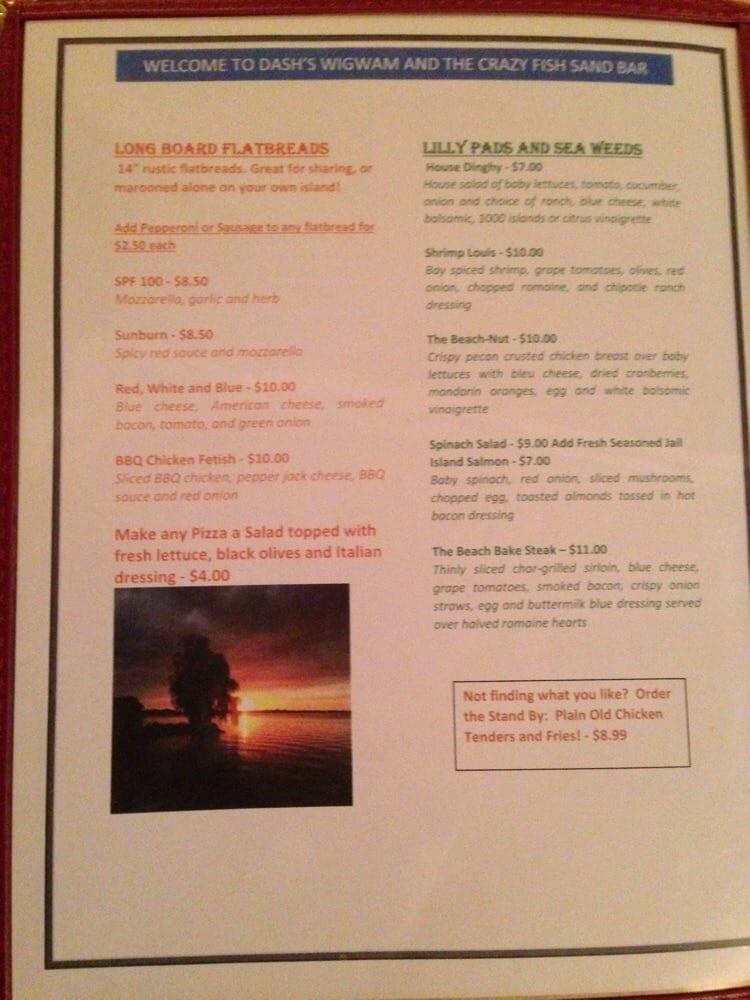 Menu at Kyle's Wigwam pub & bar, USA