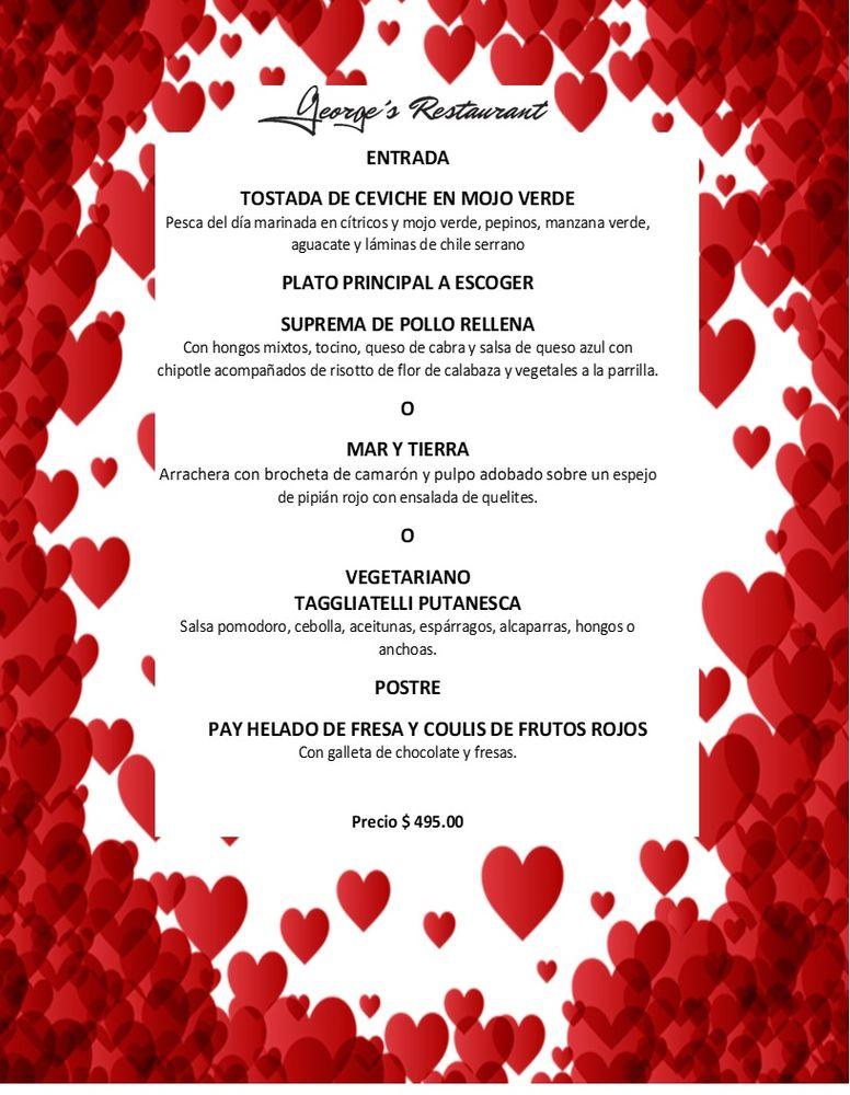 Menu at George's Restaurant, San José del Cabo, Mantarraya S/N