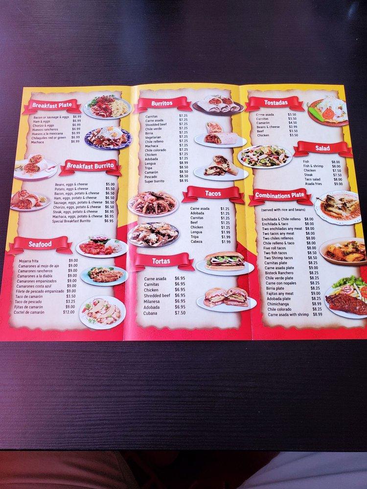 Menu at Karina's Mexican Kitchen restaurant, Bullhead City
