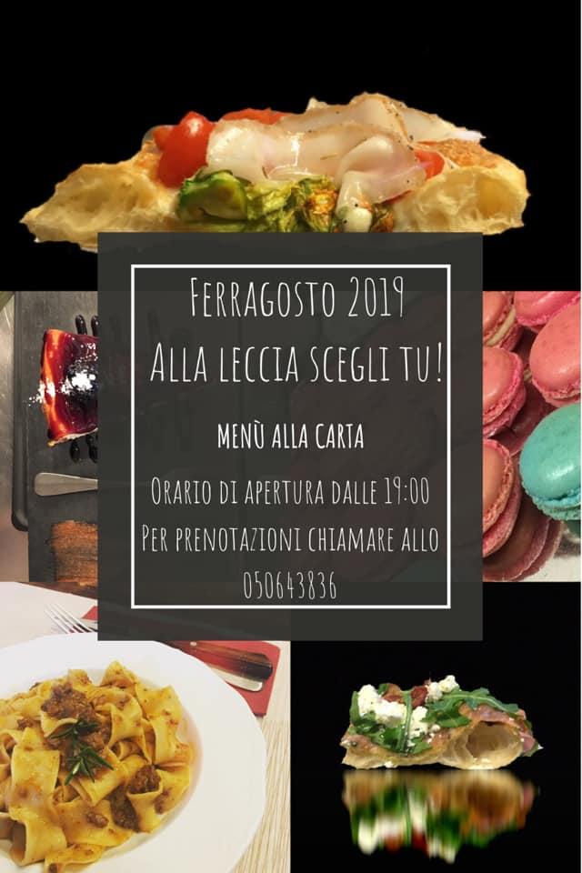Carta del restaurante La Leccia, Cenaia