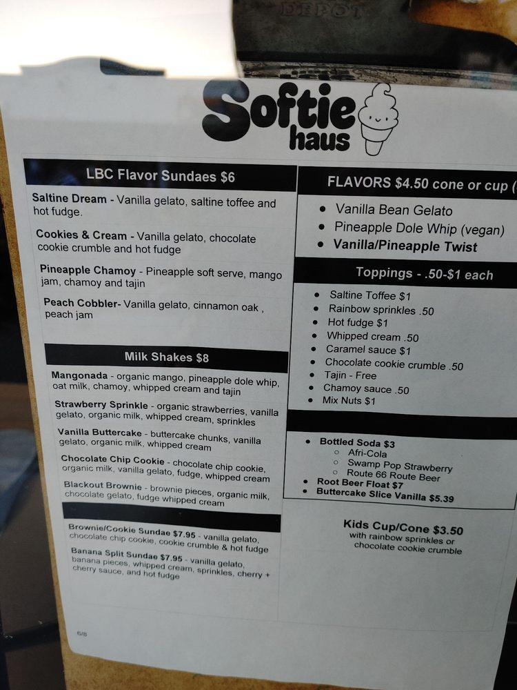 Menu at Softie Haus desserts, Bellflower