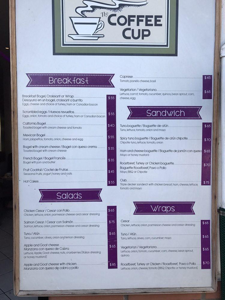 Menu at The Coffee Cup cafe, Puerto Vallarta, C. Rodolfo Gómez 146-Int. A