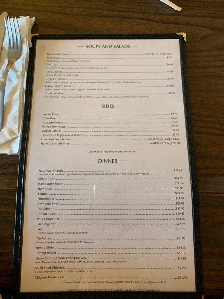 Menu at UNCLE JOHN’S PLACE restaurant, Mansfield