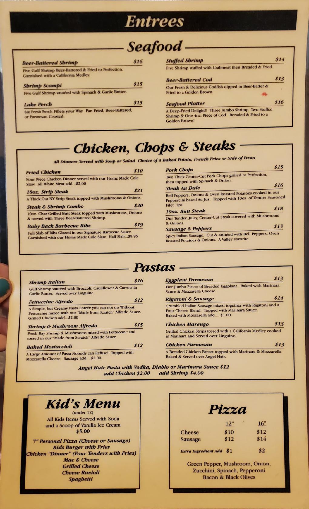 Menu at Valley Inn Restaurant, Palos Hills, W 107th St