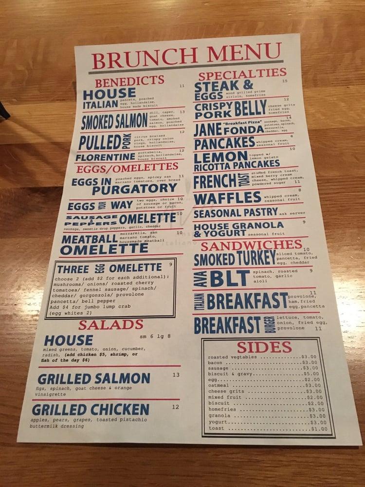 Menu at Ava Tampa pizzeria, Tampa, 718 S Howard Ave