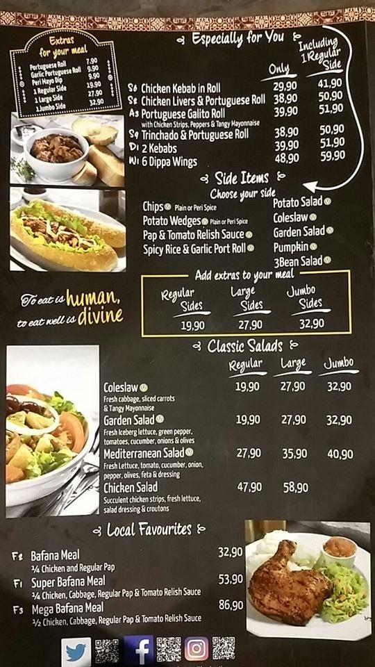 Menu at Barcelos Flame Grilled Chicken Ventersdorp, Ventersdorp