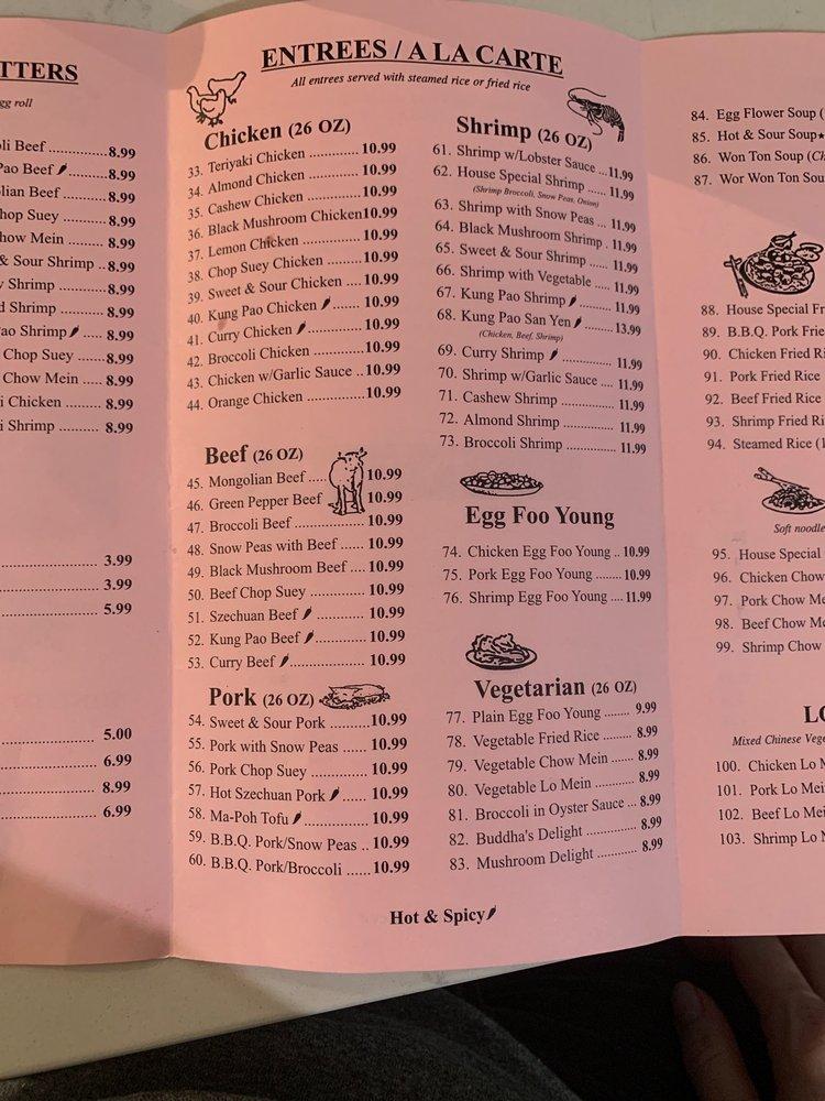 Menu at Chen Golden Palace restaurant, El Cajon
