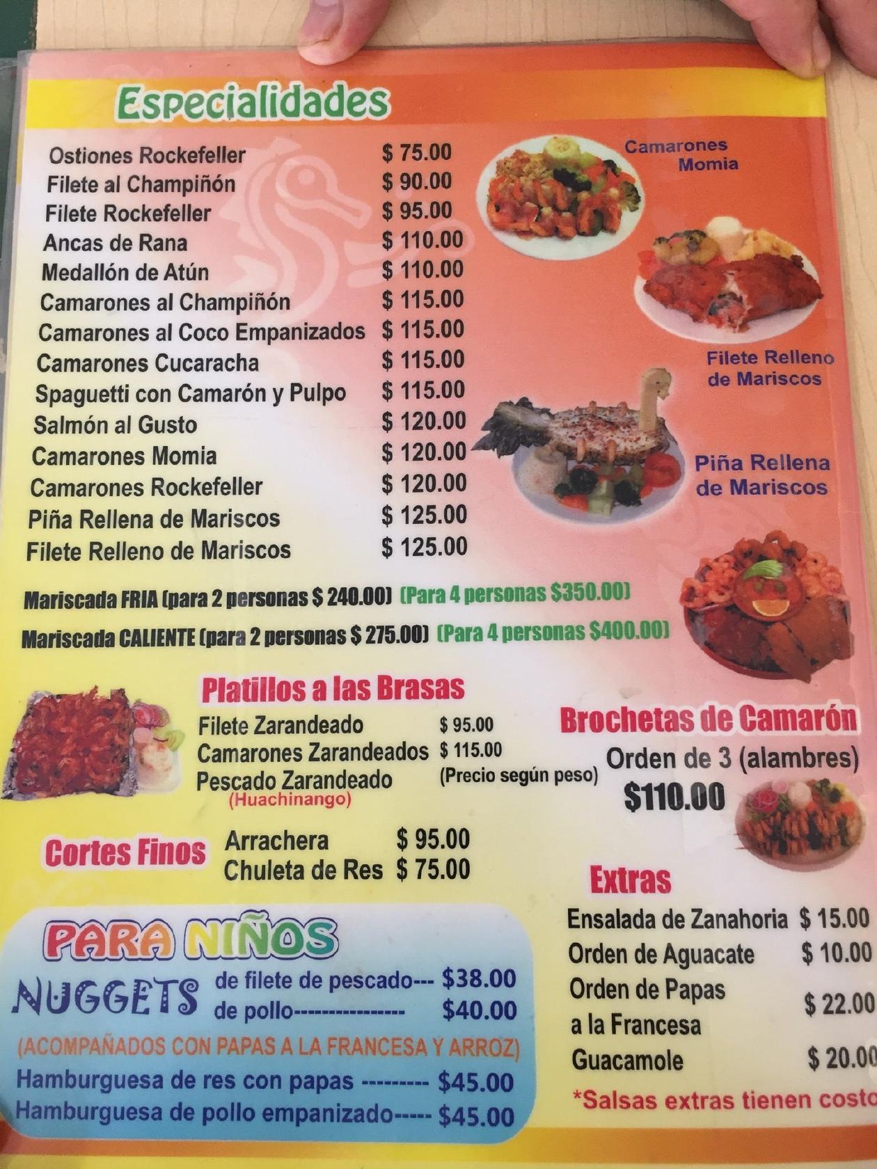 Carta Del Restaurante Mariscos El Güero Del Boulevard Guadalajara C
