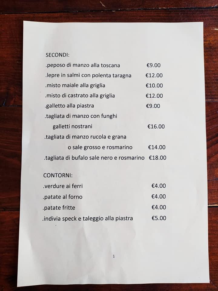 Menu da Osteria Del Fico ristorante, Fusignano