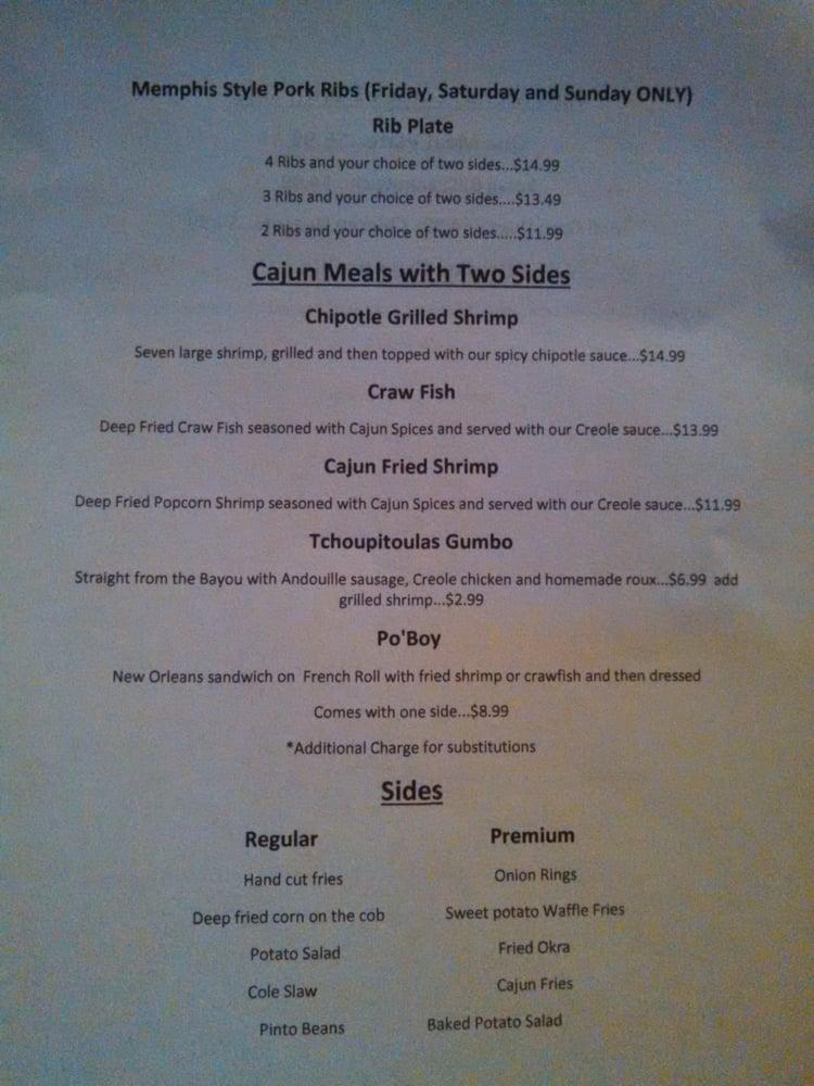 Menu at Rafter J BBQ and Cajun Eats, Iowa Park, 507 SW Access Rd