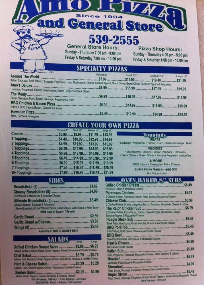 Menu at Amo Pizza & General Store pizzeria, Amo, N Pearl St