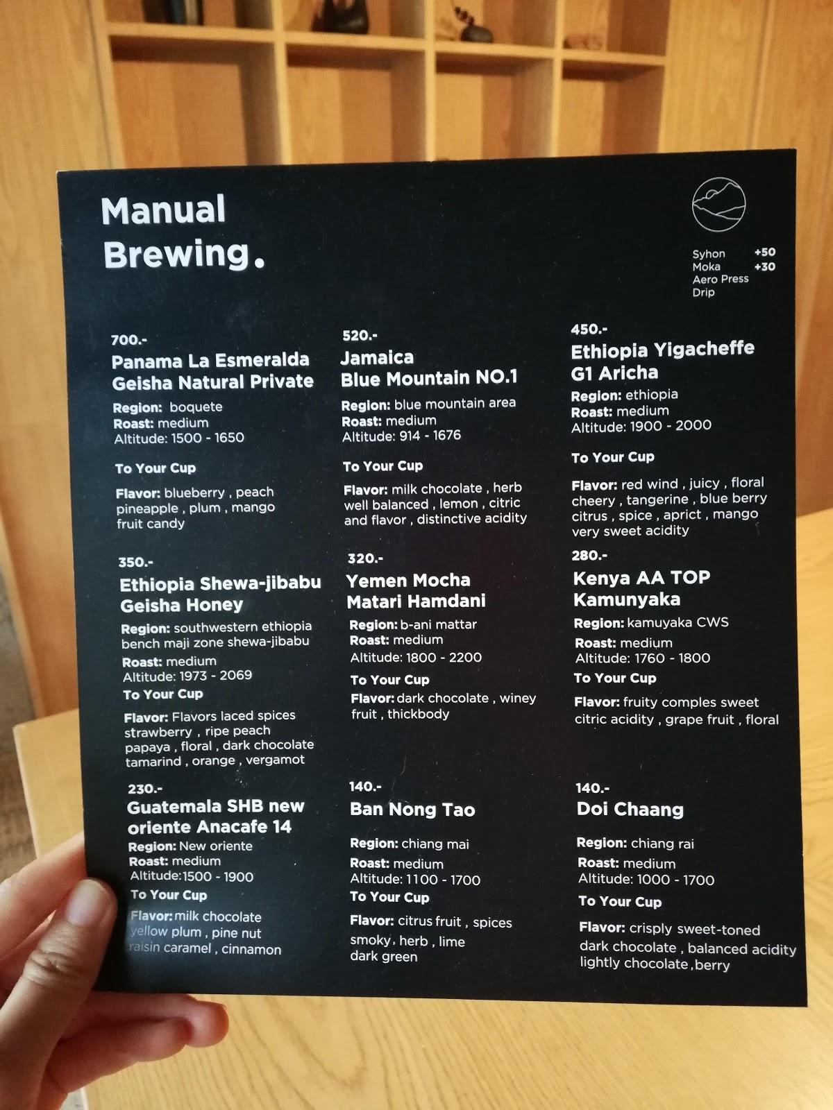 Menu at Blackhills BKK, Bangkok