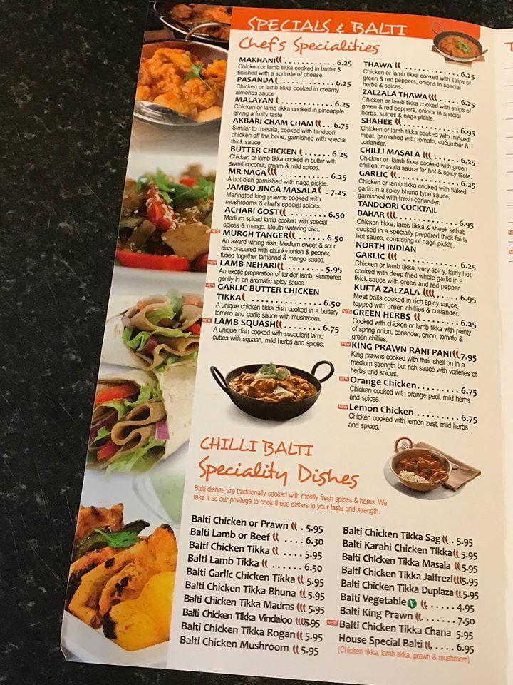 Menu at Chilli restaurant, Leigh