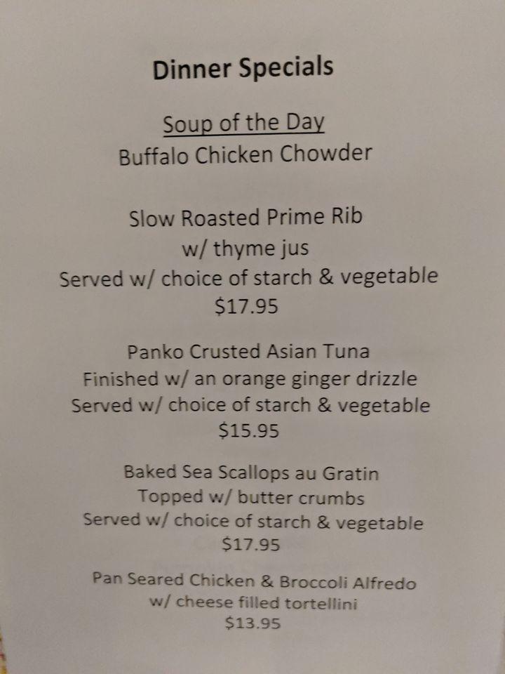 Menu at Ebenezer's Bar & Grill, South Hadley