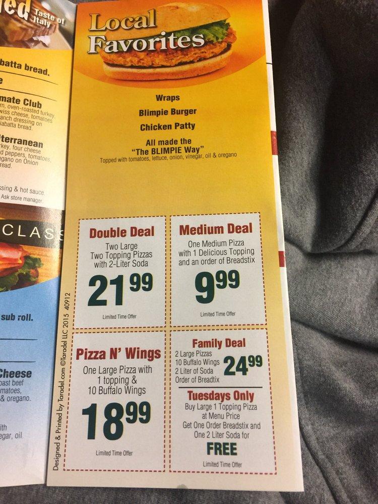Menu at Fresh Hot Pizza & Blimpie pizzeria, Cliffside Park