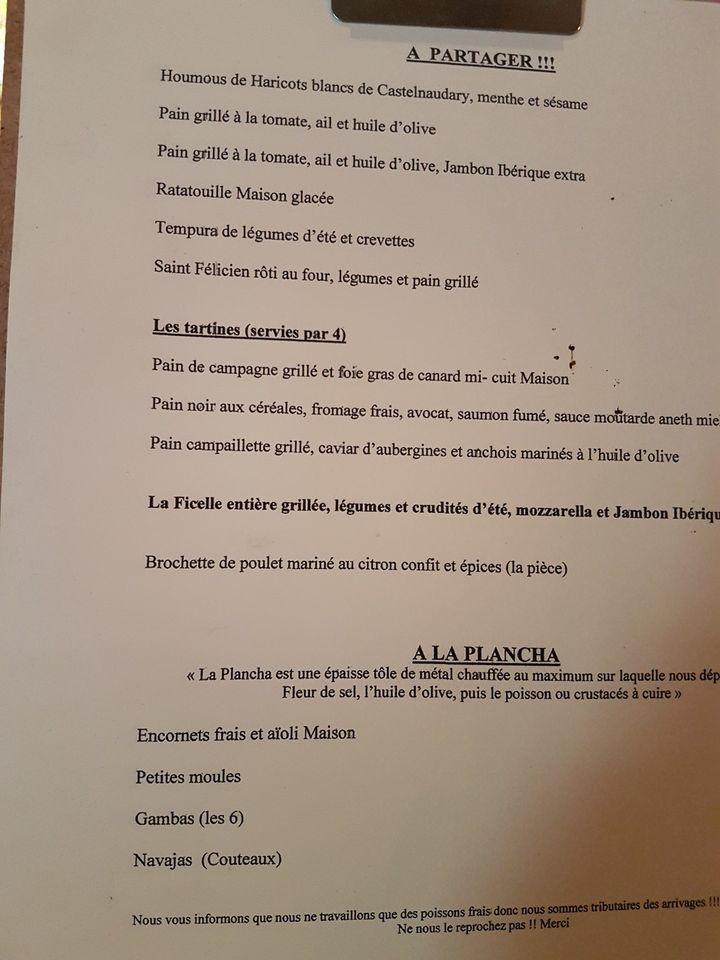 Menu at Le Jardin de la Tour restaurant, Carcassonne