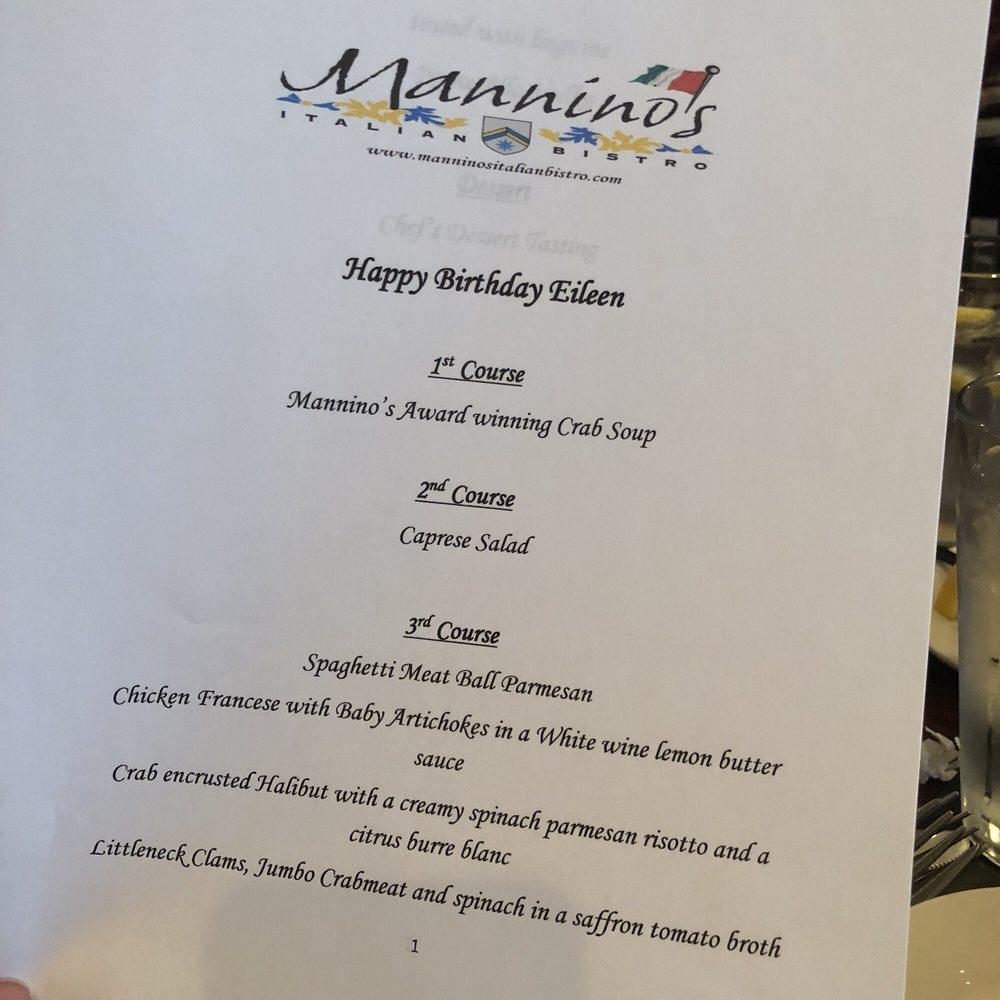 Menu at Mannino's Italian Bistro restaurant, Virginia Beach, Princess ...