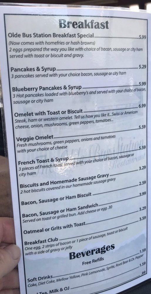 Menu at Olde Bus Station Restaurant, Harrodsburg