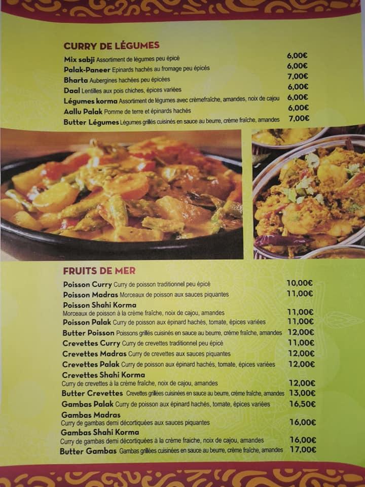 Menu au Shiva - Restaurant indien, Reims
