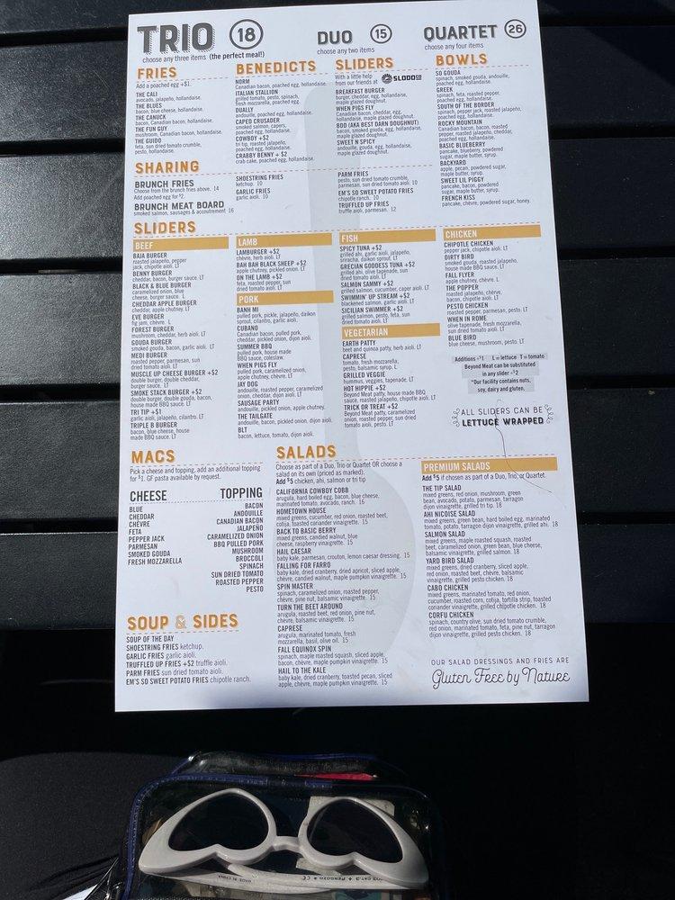 Menu at TASTE! craft eatery restaurant, San Luis Obispo