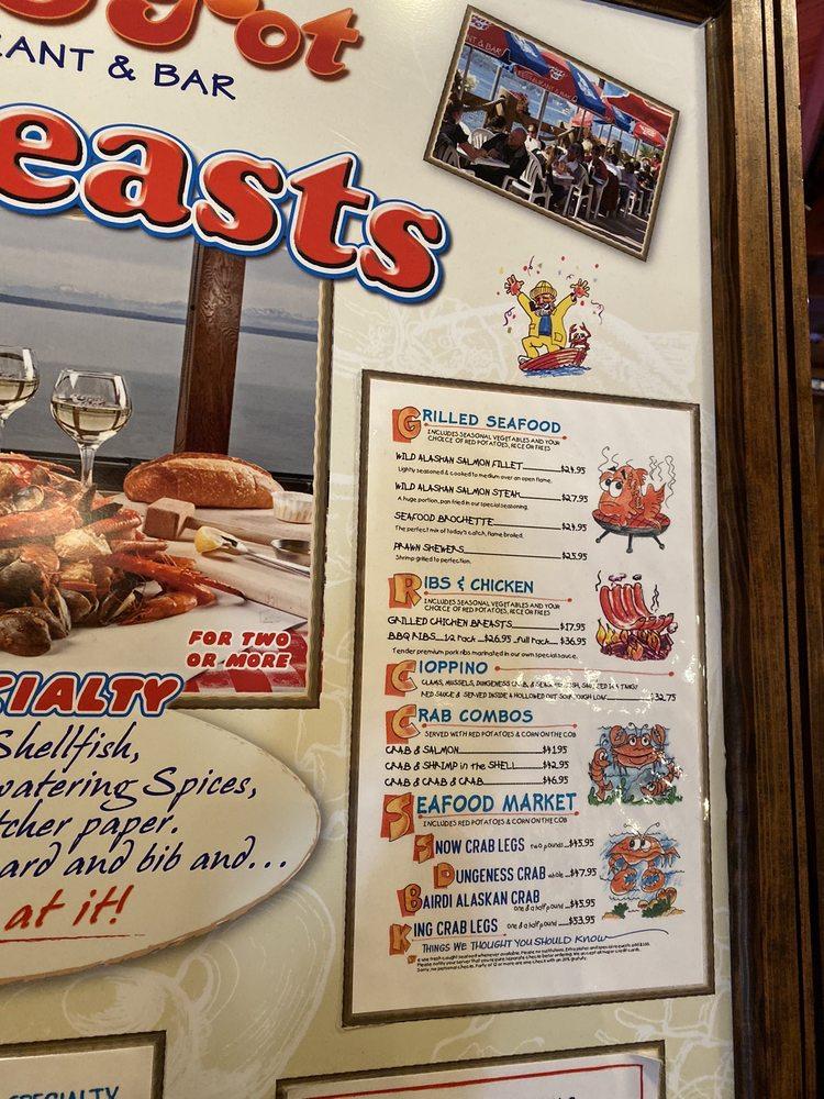 Menu at The Crab Pot Seattle restaurant, Seattle