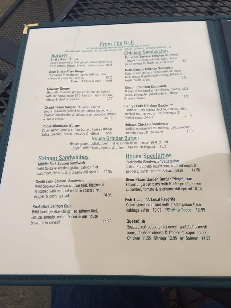 Menu at The SnakeBite Restaurant, Idaho Falls