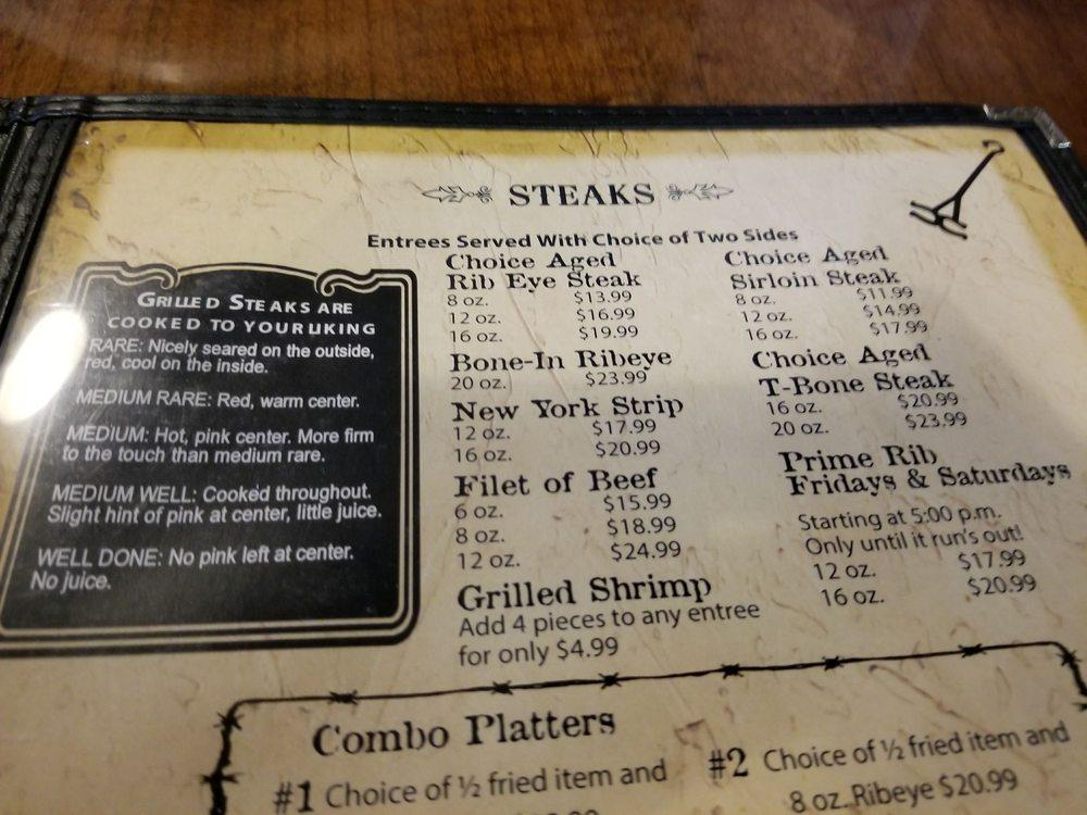 Menu at Heitmiller Steakhouse, Lacy Lakeview, Interstate Highway 35 North