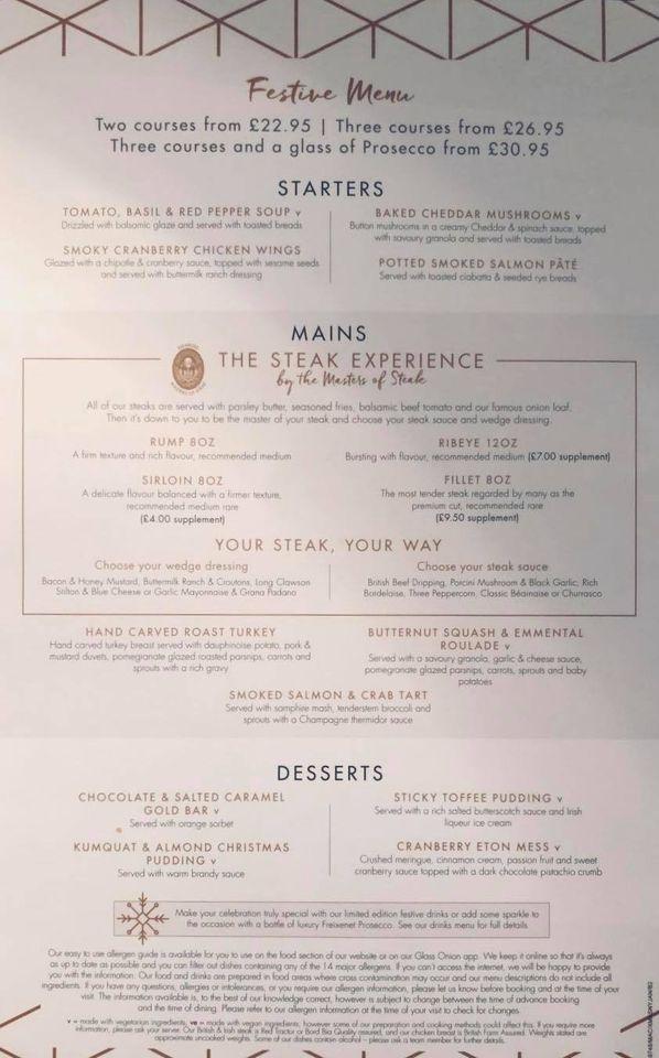 Menu at Miller & Carter Colchester steakhouse, Colchester, 342 London Rd