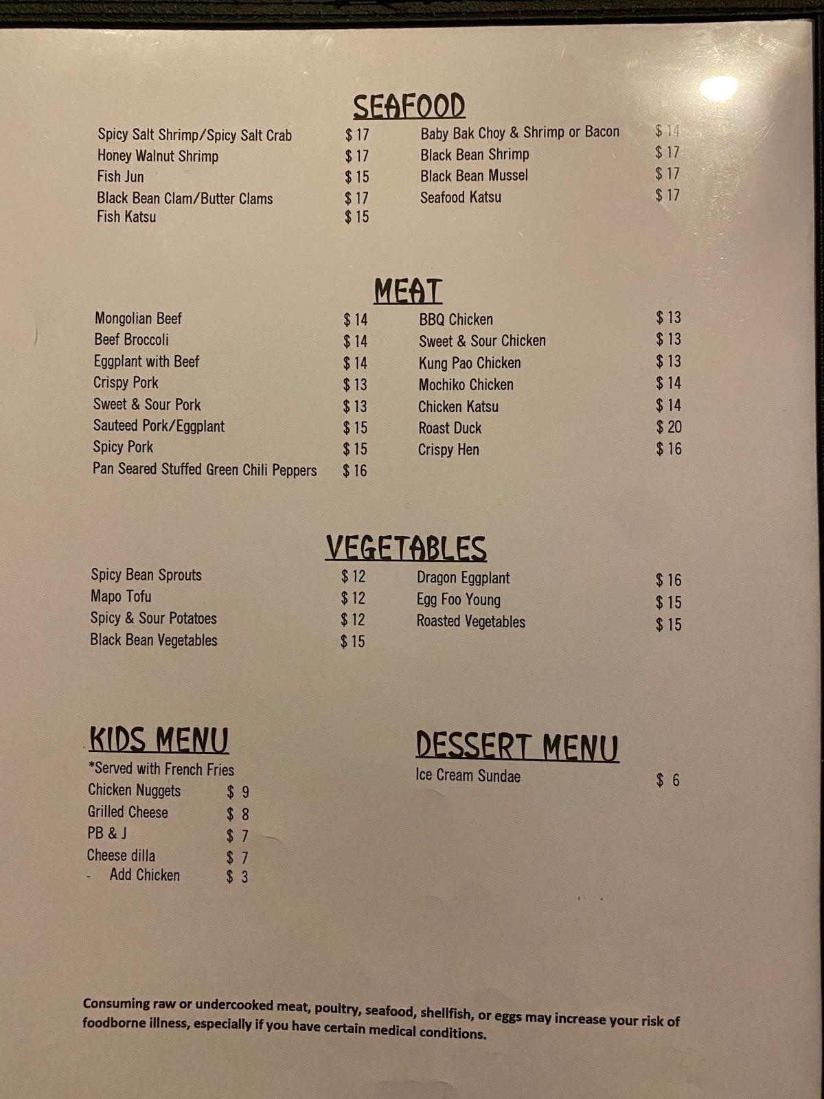 Menu at Wow-Wee Maui's Kava Bar and Grill, Kahului