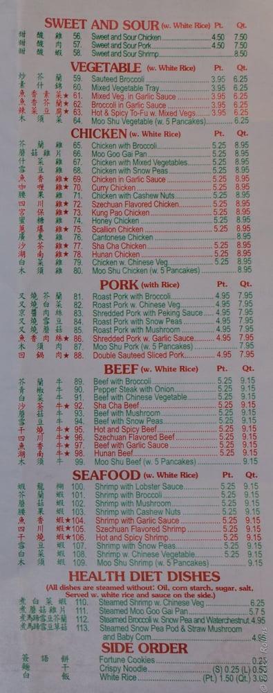 Menu at Eighty-Eight Chinese restaurant, Lancaster