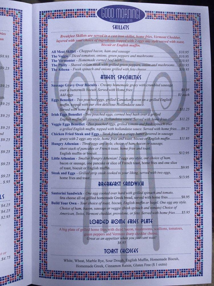 Carta del restaurante Athens Diner, Colchester, 46 High Point Ctr