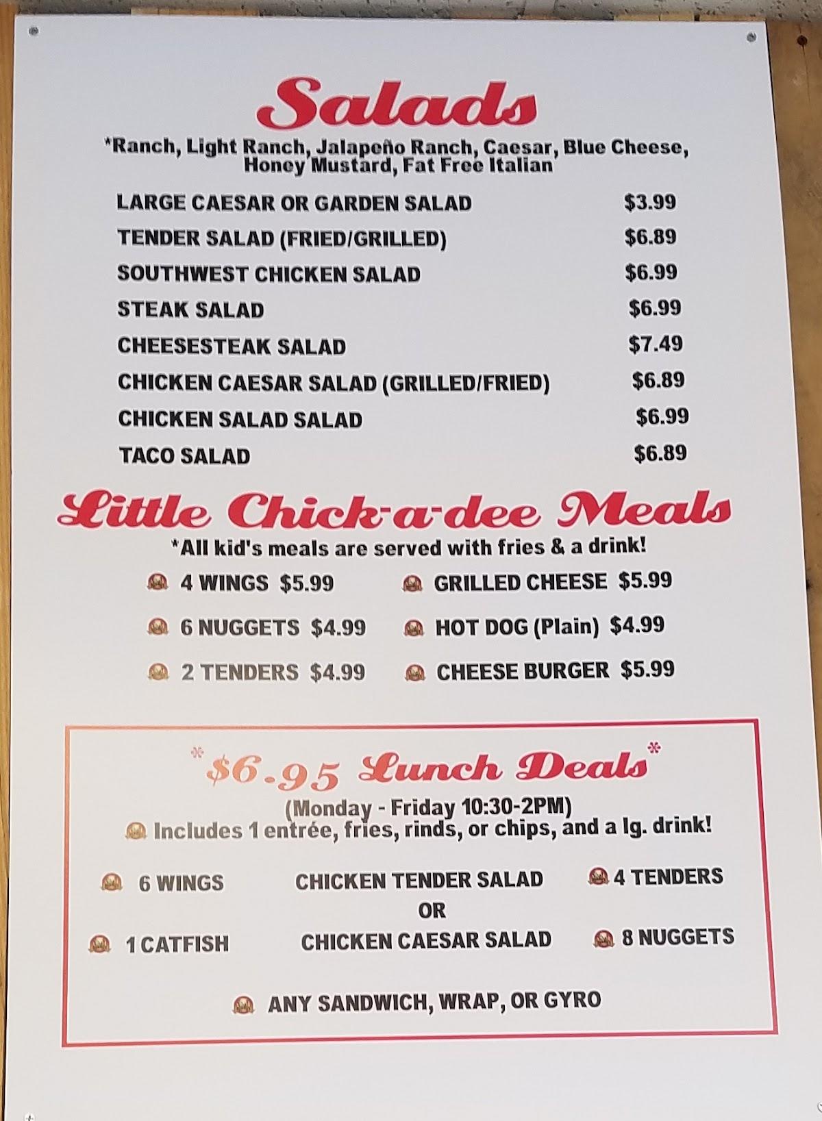 Menu at BonDo's restaurant, McDonough
