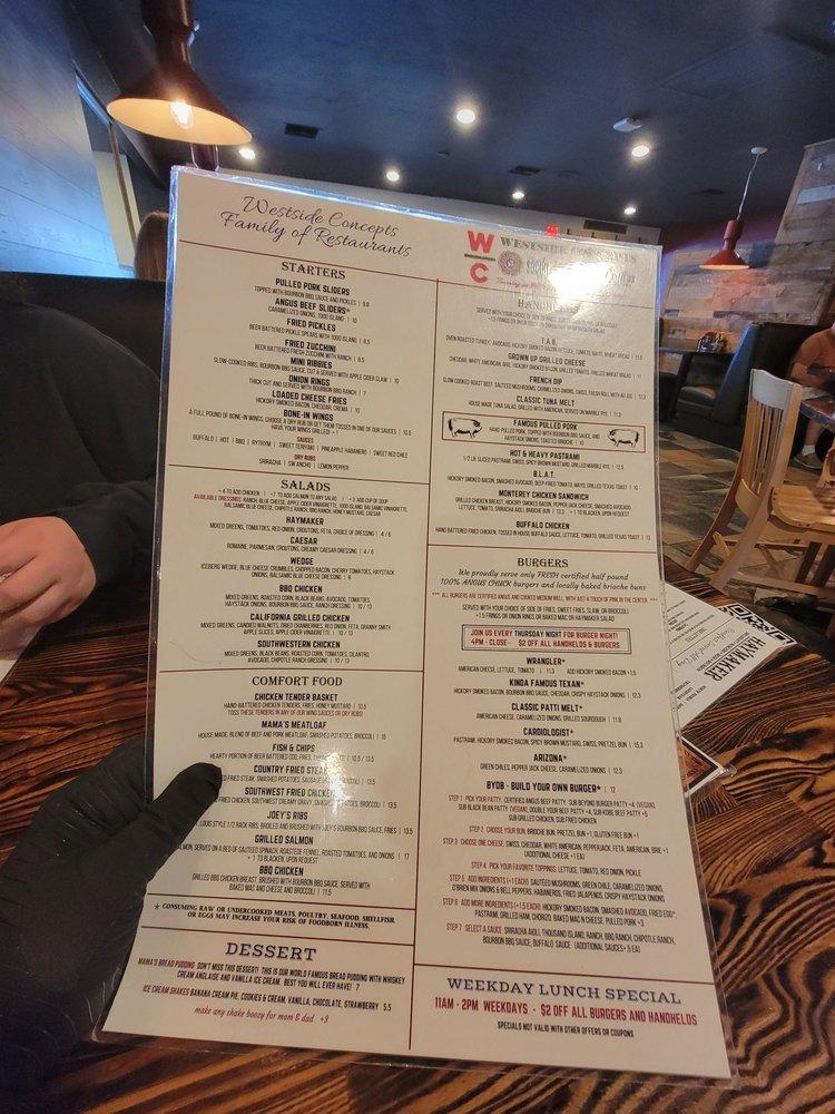 Menu at Haymaker Thunderbird pub & bar, Peoria, W Thunderbird Rd