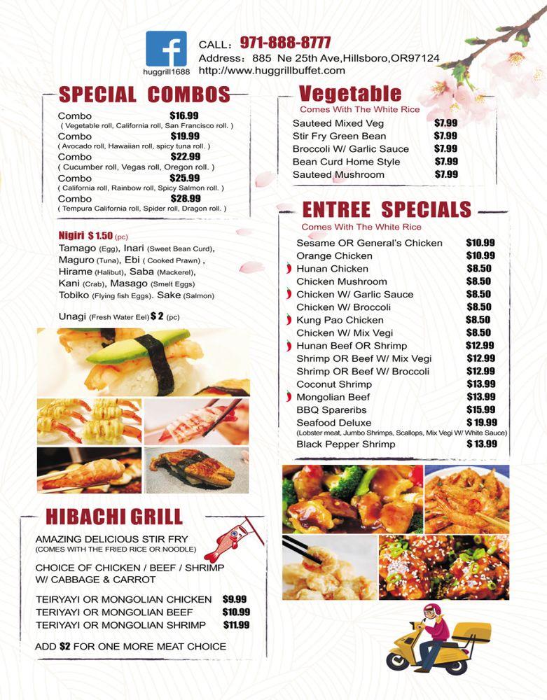 Menu at Hug Grill Buffet restaurant, Hillsboro