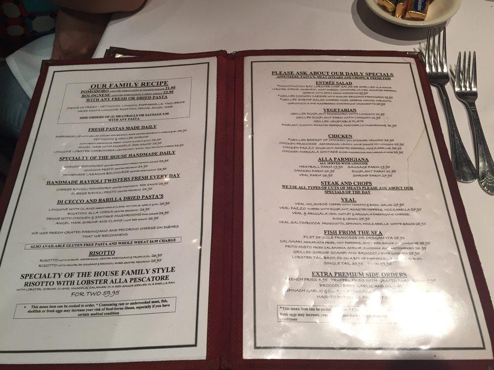 Menu at Posto Pazzo restaurant, Huntington, 84 New York Ave