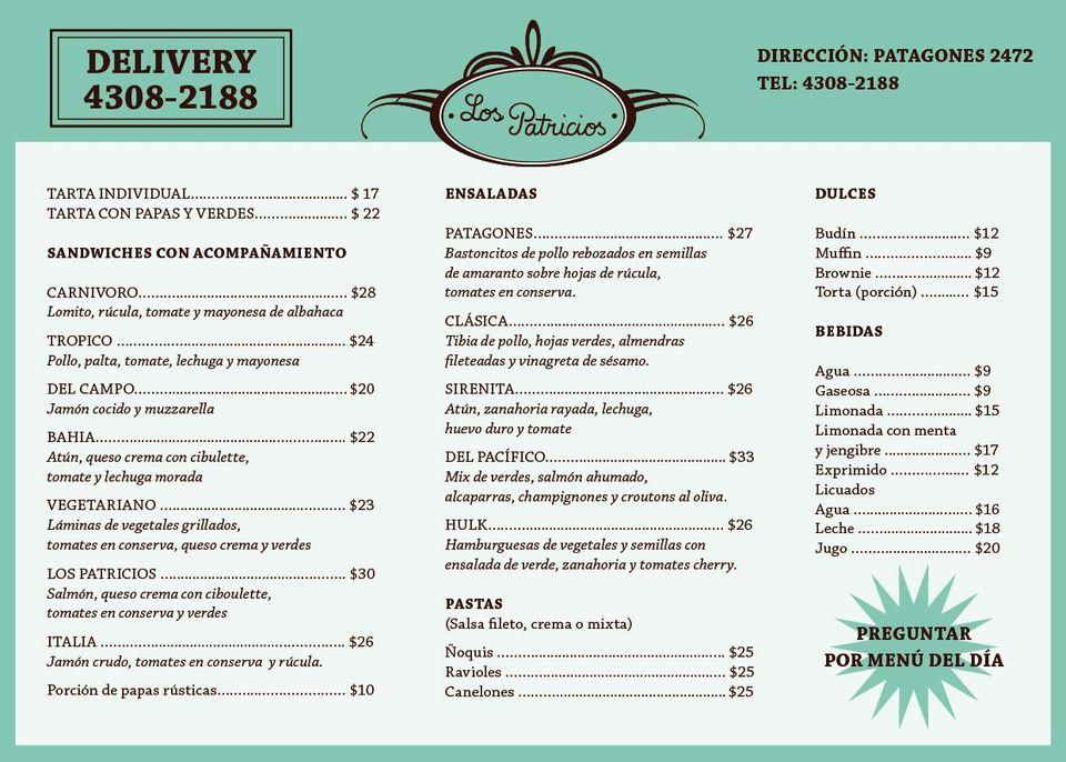 Menu at Los Patricios (The Patricians) restaurant, Buenos Aires ...