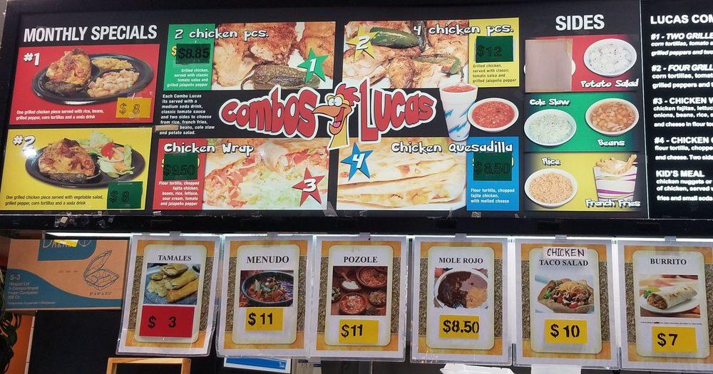 Menu at Pollo Lucas restaurant, Hoover