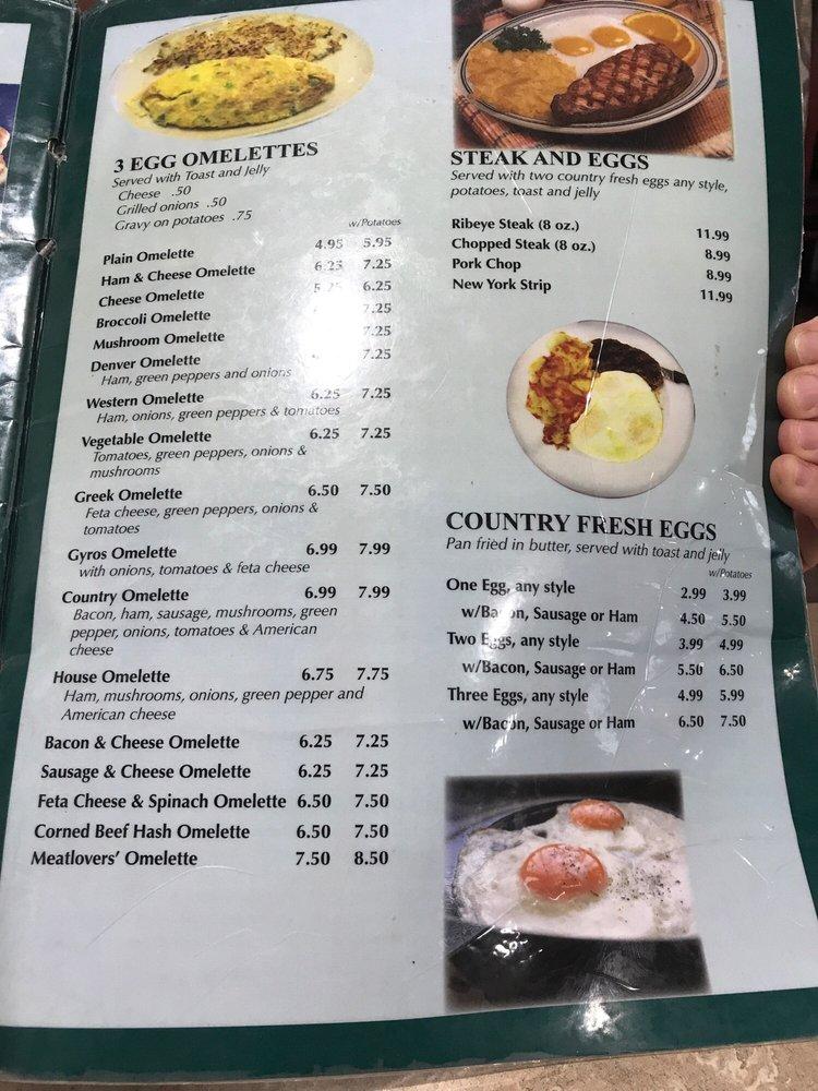 Menu at Tony's Diner restaurant, Bloomington
