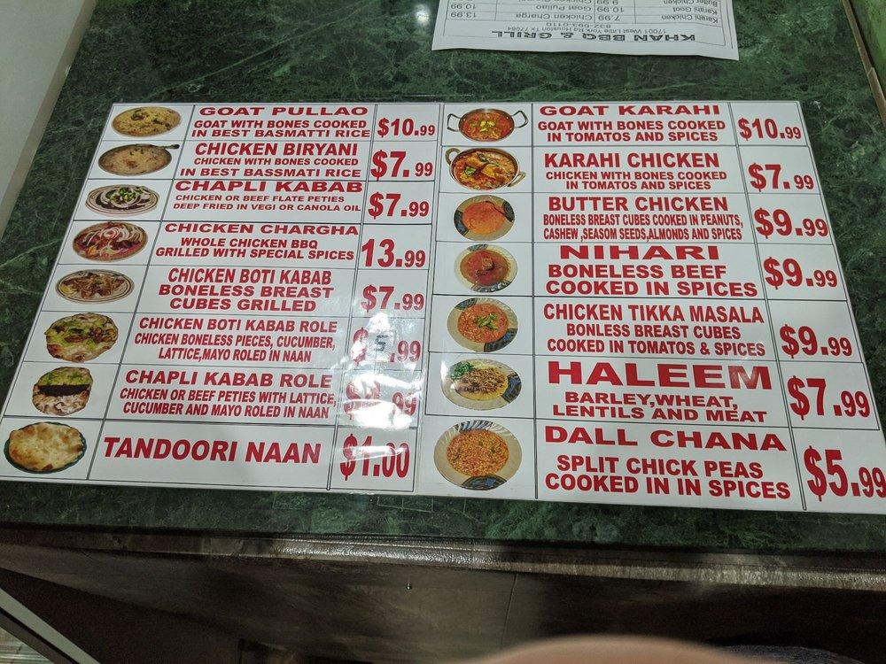 Menu at Khan BBQ & Grill, Houston, W Little York Rd