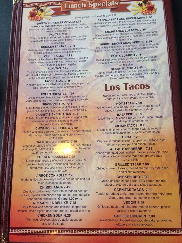 Menu at Mi Cancun restaurant, Morrisville, Grace Park Dr