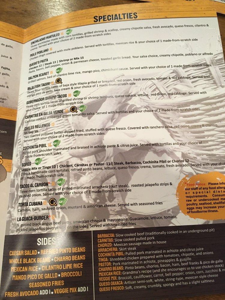Menu at Queso's Burlington pub & bar, Burlington