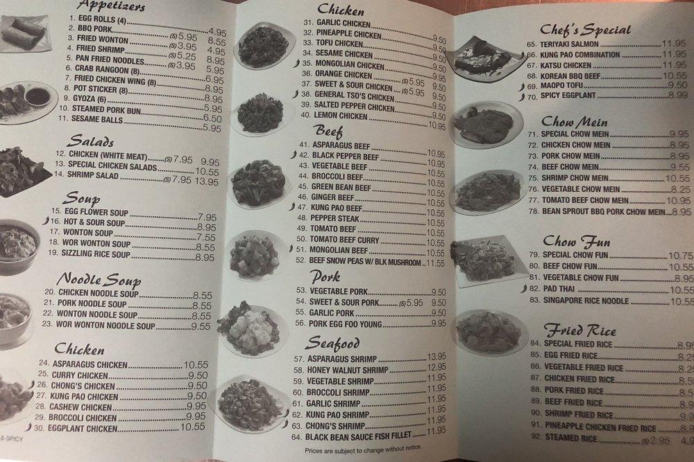 Menu at Chong's Chinese Bar'b'que & Salads, Fresno
