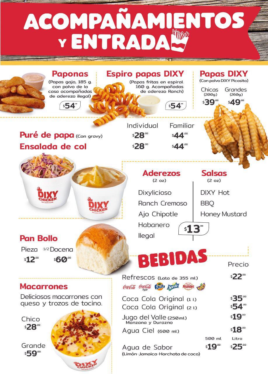 Menu at Dixy Chicken Barrancos, Culiacán