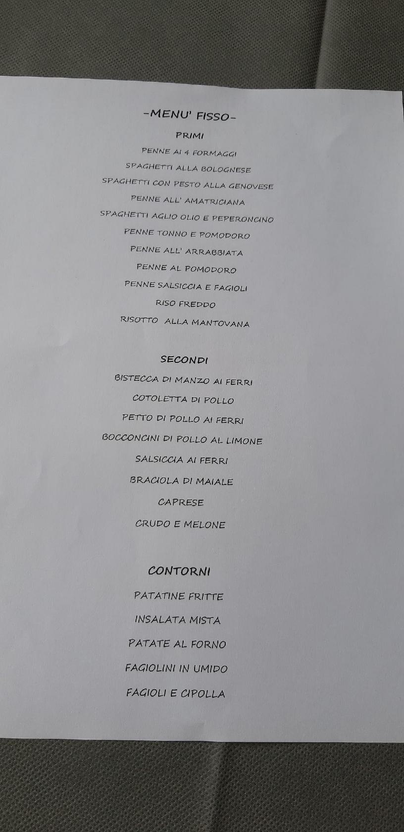 Menu da La Rustica ristorante, Borgovirgiliana