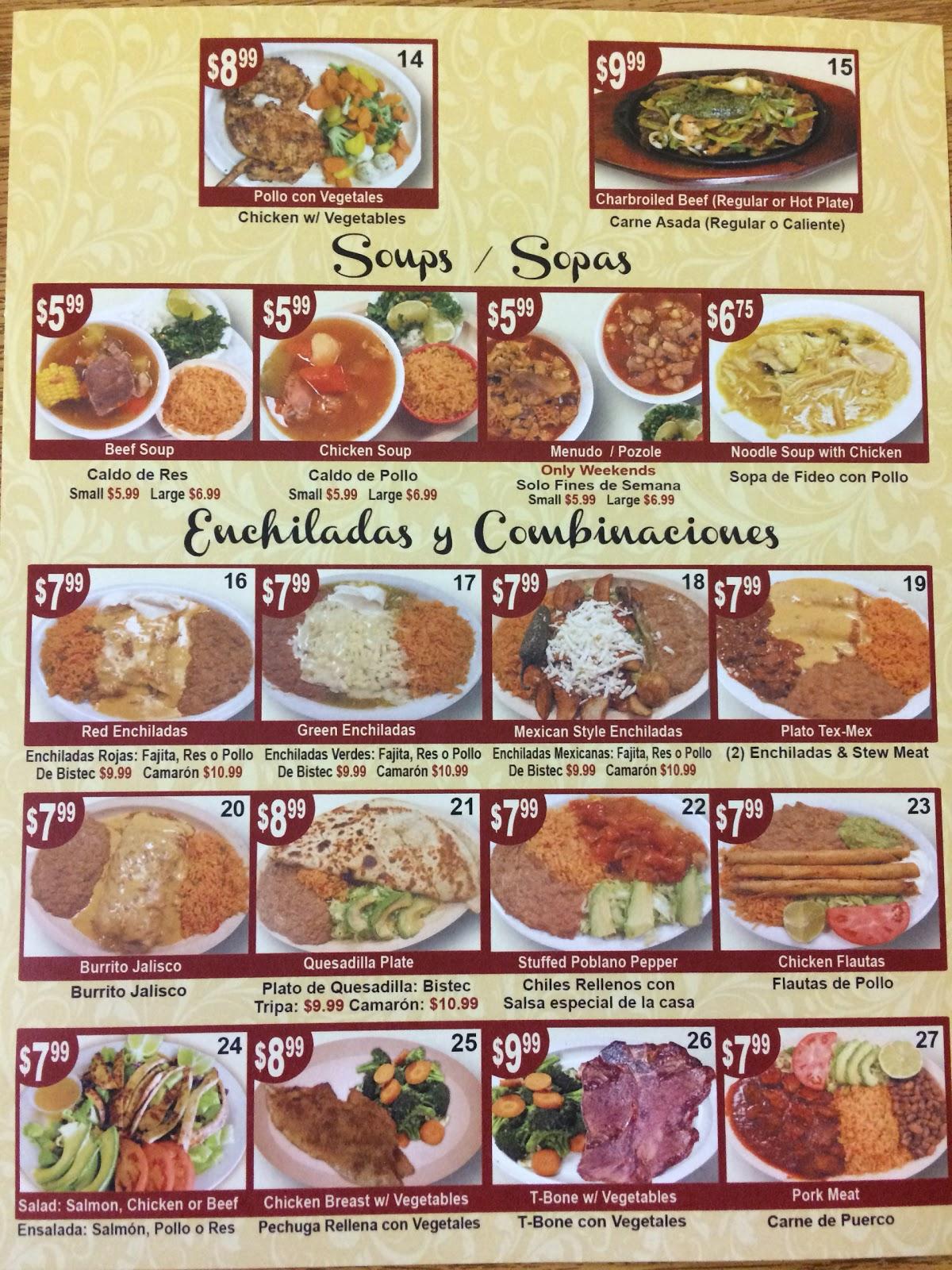 Carta de Las Chabelas mexican Restaurant, Houston