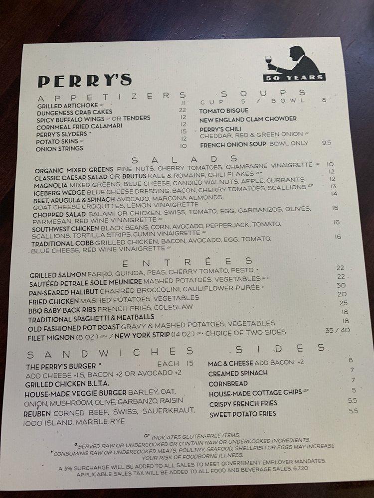 Menu at Perry's on Magnolia pub & bar, Larkspur
