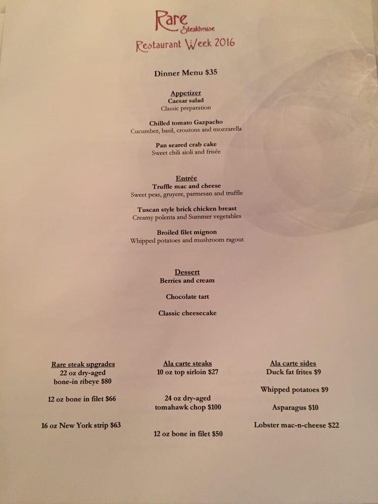 Menu at Rare Steakhouse, Madison
