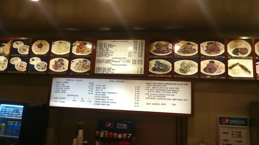 Menu at Tasty Korean BBQ, Kaneohe