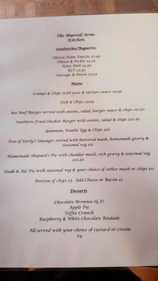 Menu at The Murrell Arms pub & bar, Bognor Regis